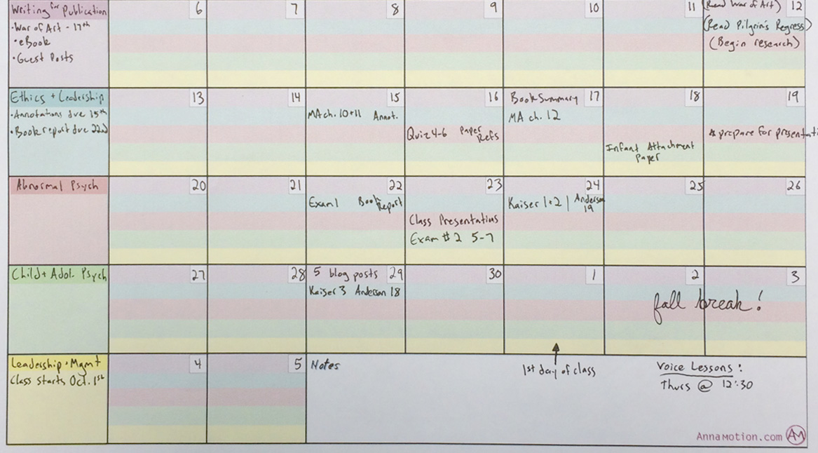 Planning for Success - Part 1: Calendars - The Reel Anna